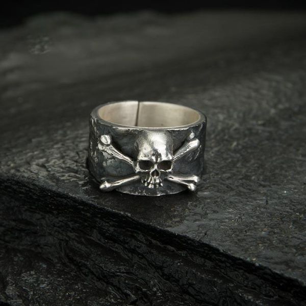 Sterling Silver Bully Biker Rock Skull Ring