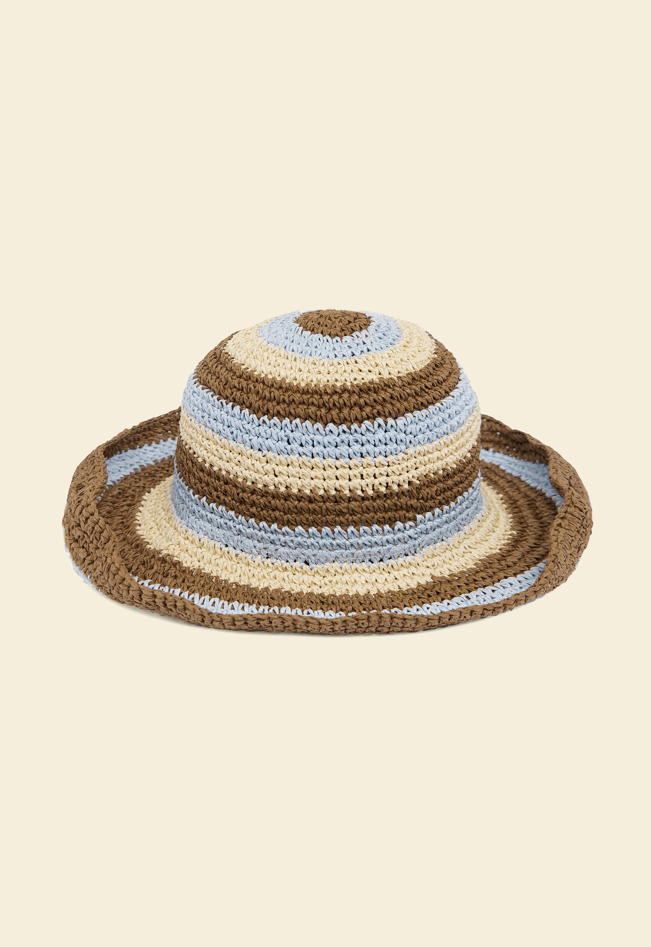 FORNILLO PACKABLE SUNHAT - CHOC SKY STRIPE