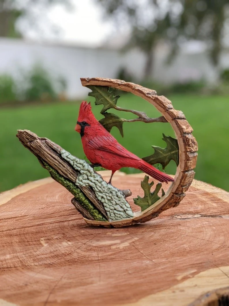 Cardinal Bird Carving Handmade Statue(𝐀𝐥𝐚𝐧 𝐄𝐰𝐞𝐧 𝐇𝐚𝐧𝐝𝐦𝐚𝐝𝐞®)
