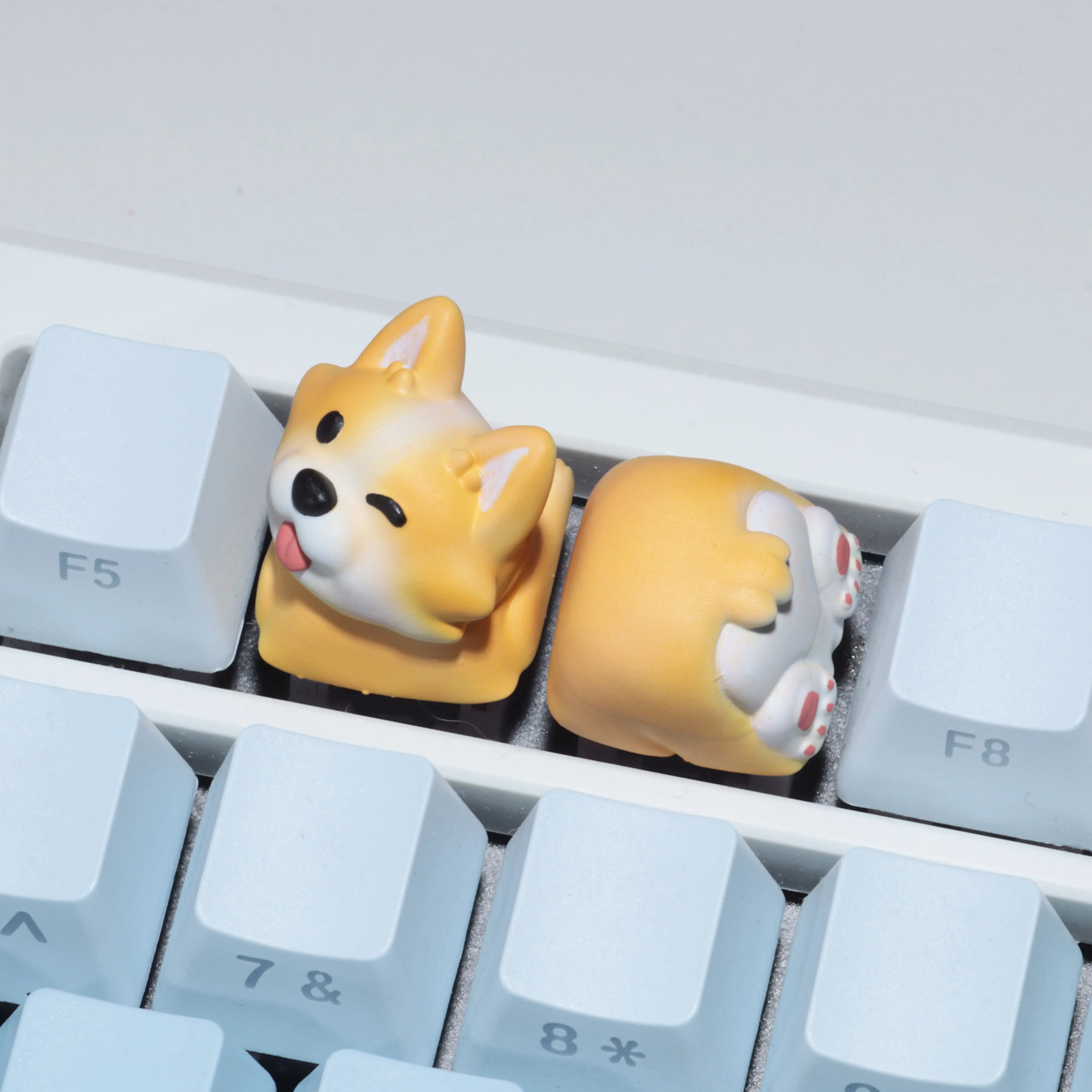 Playful Corgi Artisan Keycap Set – Face & Butt Duo Axonkit