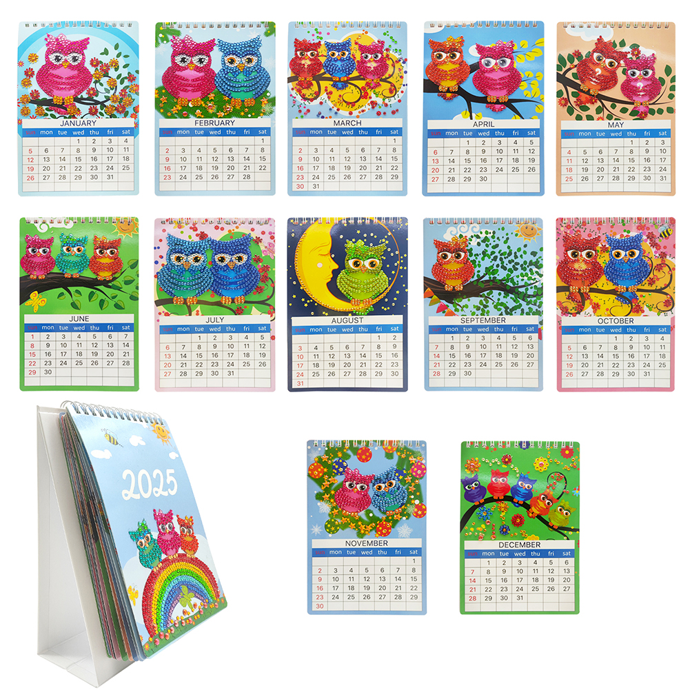 Paper Special Shaped Rainbow Owls 5D DIY Manual Monthly Calendar for ...