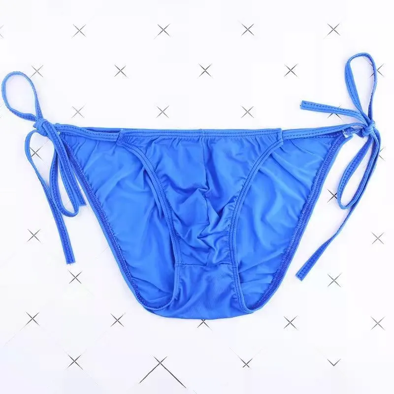 Lace Up Low Rise Sexy Ice Silk Thong
