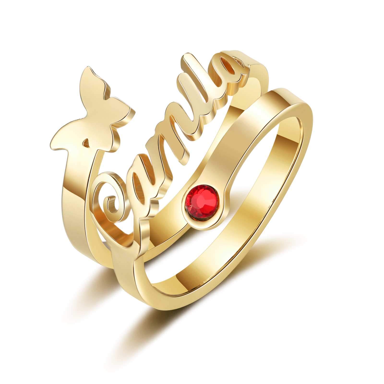 Kettenmachen Gravur 1 Name Schmetterling Offener Ring mit Geburtsstein 25.99