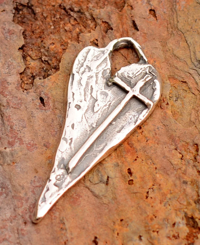 100% Handmade Silver Cross Healing Heart