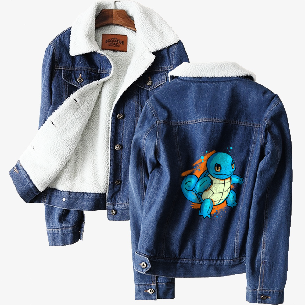 Quocoa Pokemon Classic Lined Denim Jacket - Tiny Turtle Pokemon Squirtle