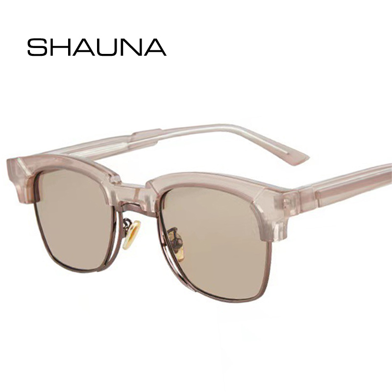 SHAUNA Square TR90 Women Luxury Sunglasses Retro Clear Lens Semi Metal Men Glasses Frame