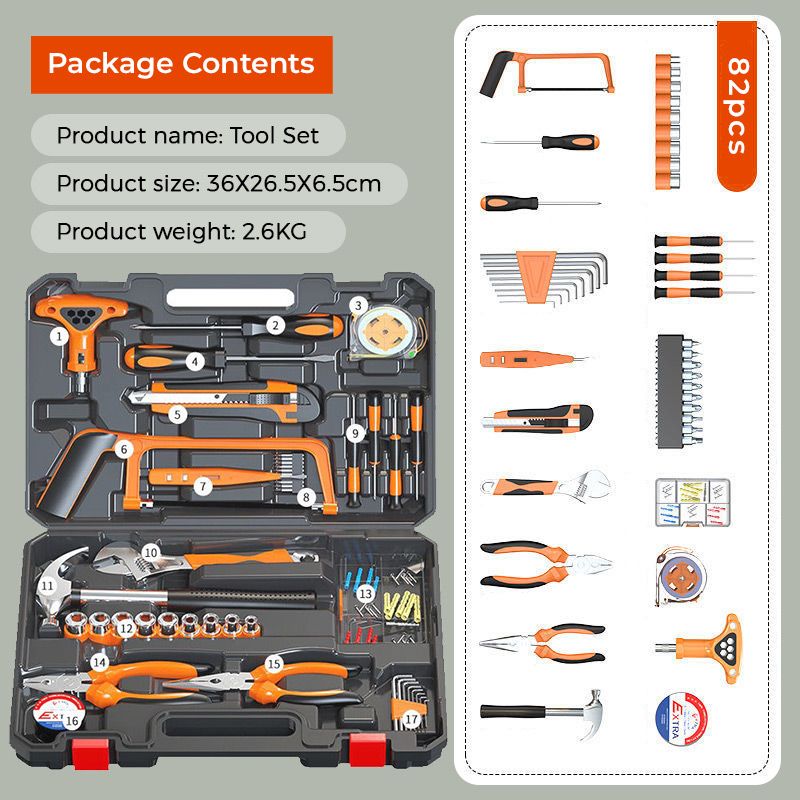 82pcs DIY Manual Household Repair Tool Set