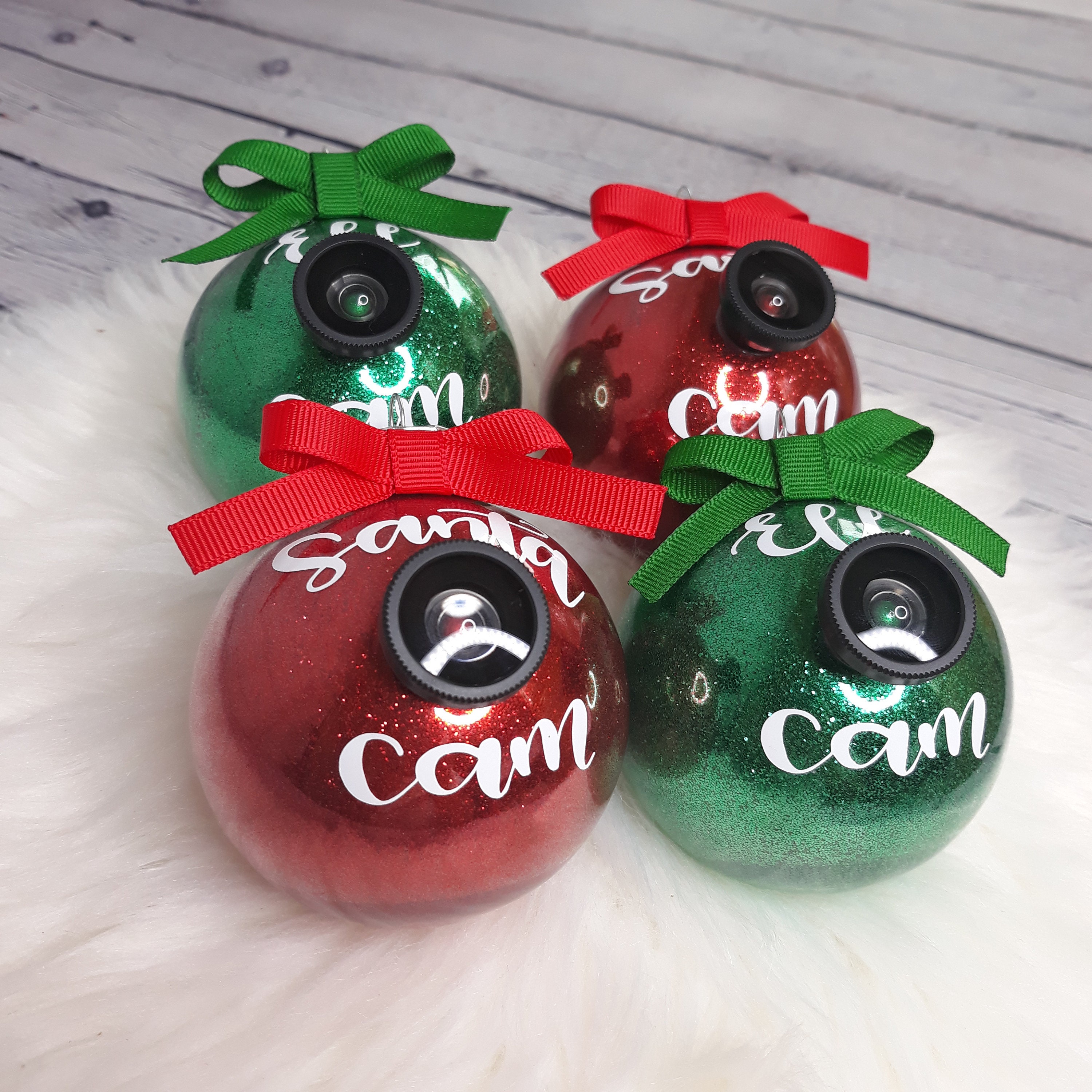 Santa cam ornament, Elf cam ornament, glitter ornament, Santa cam ...