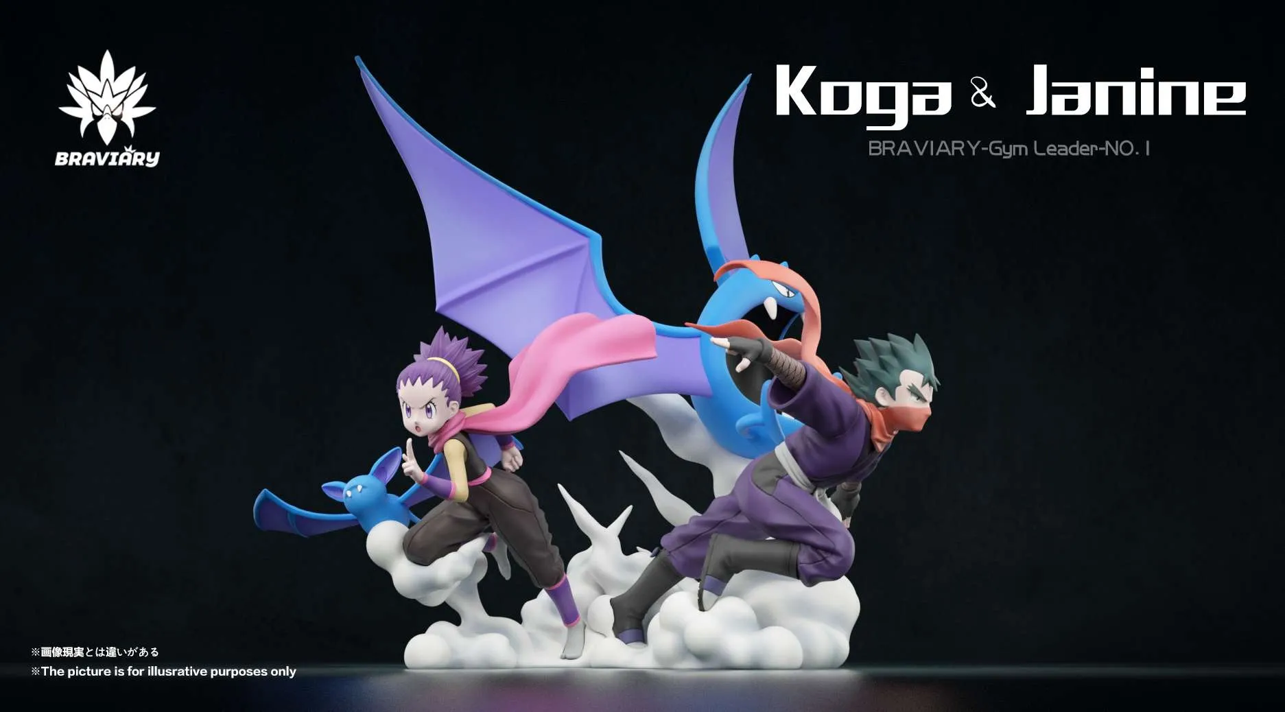 Gym Series Fuchsia Gym Koga Set & Janine Set - Pokemon Statue - Braviary Studio