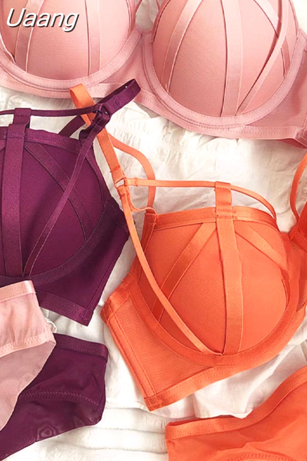 Uaang Color Underwear Set Sexy Hollow Push Up Bra Set Women Classic
