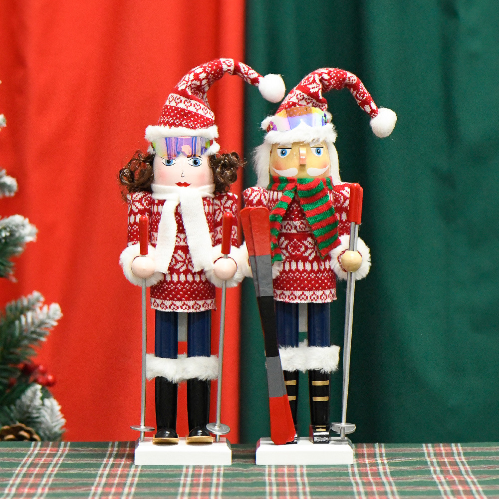 15 Inch Nutcracker Skier Santa Wooden Christmas Collectible Gift