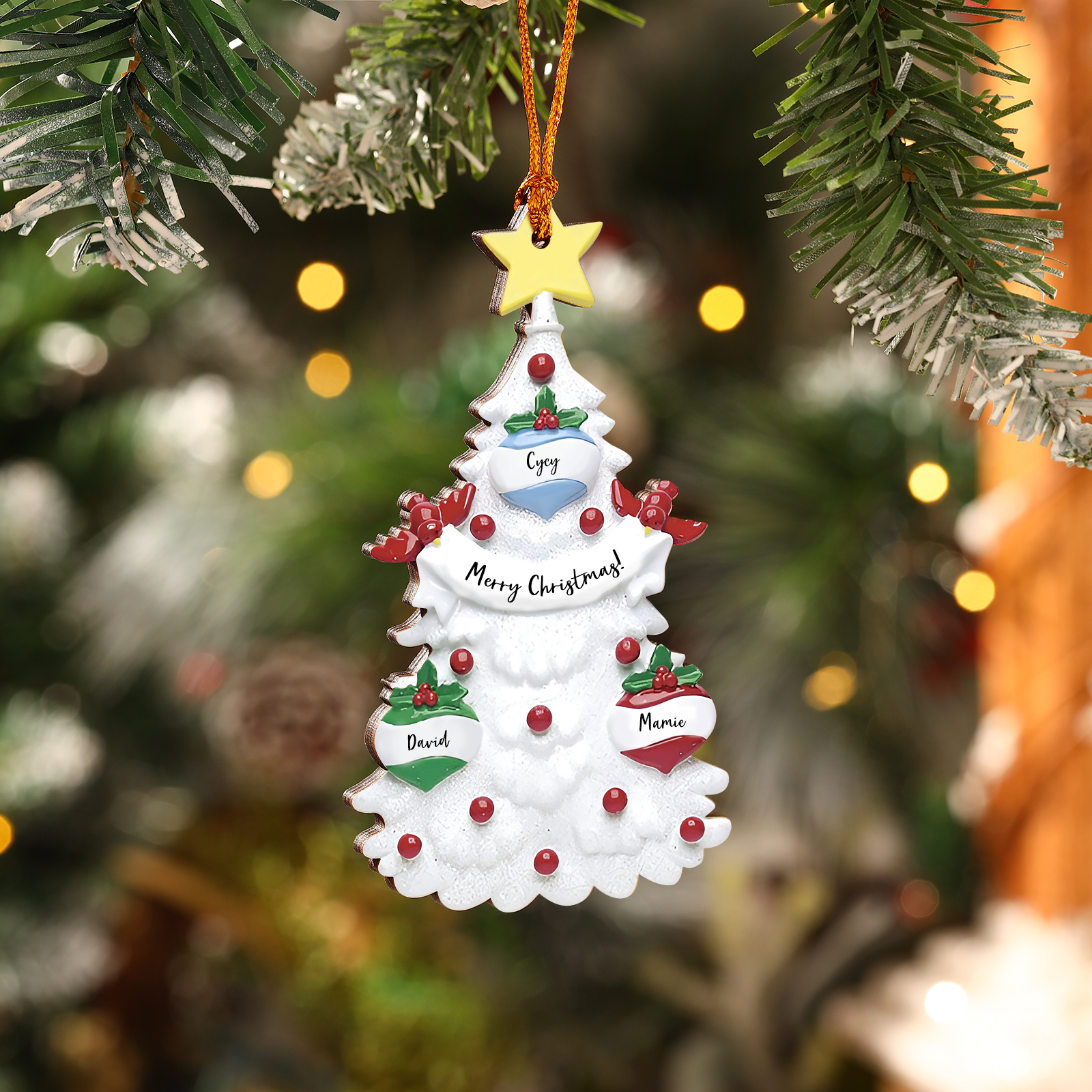 3-6 Noms Ornements Sapin de Noël Personnalisés avec Texte