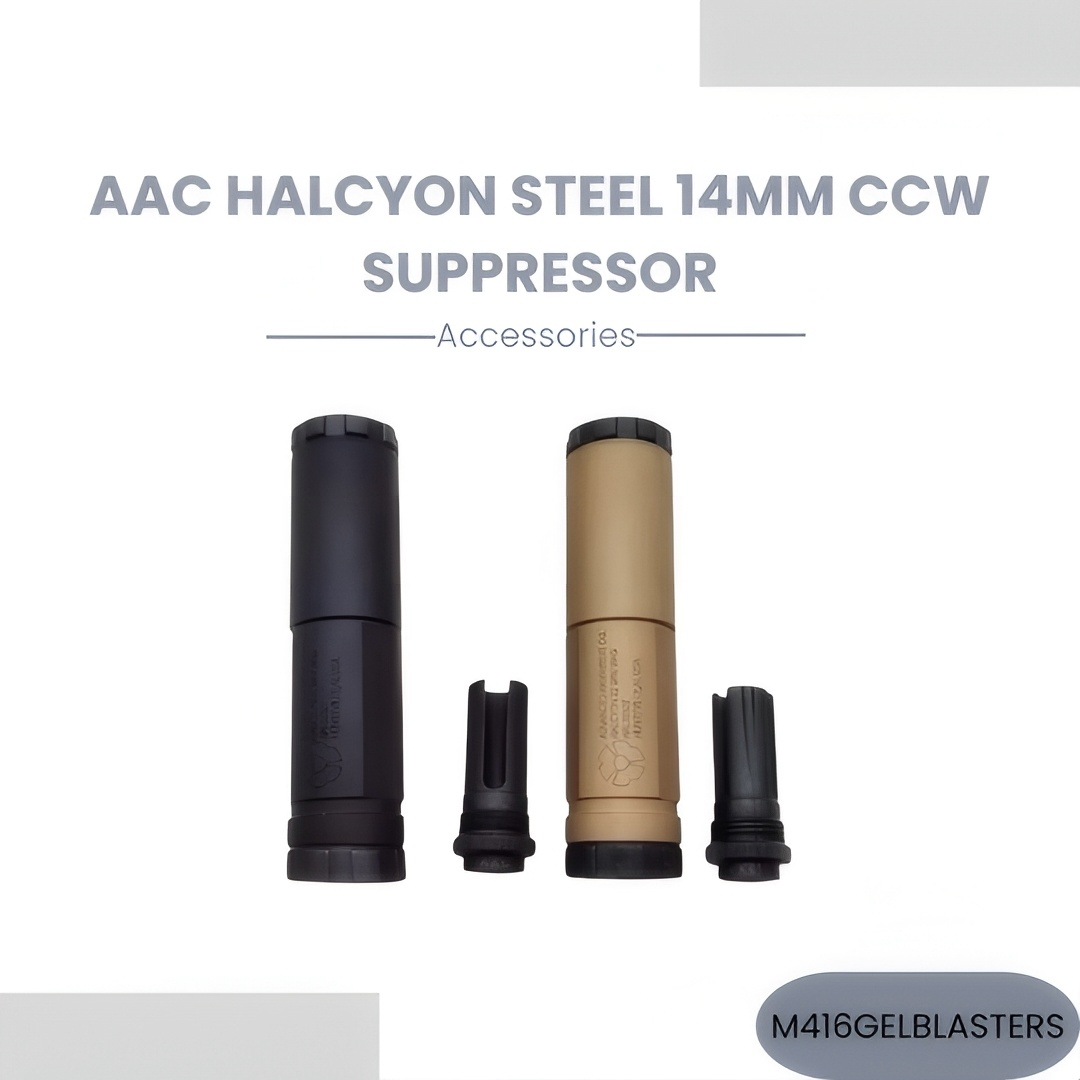 AAC Halcyon Steel 14mm CCW Suppressor - Durable & Lightweight for Gel Blasters