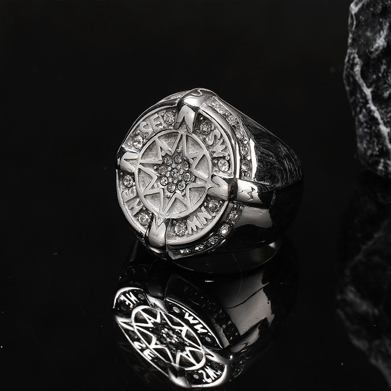 Coutureaura Anchor Compass Octagonal Star Amulet Ring
