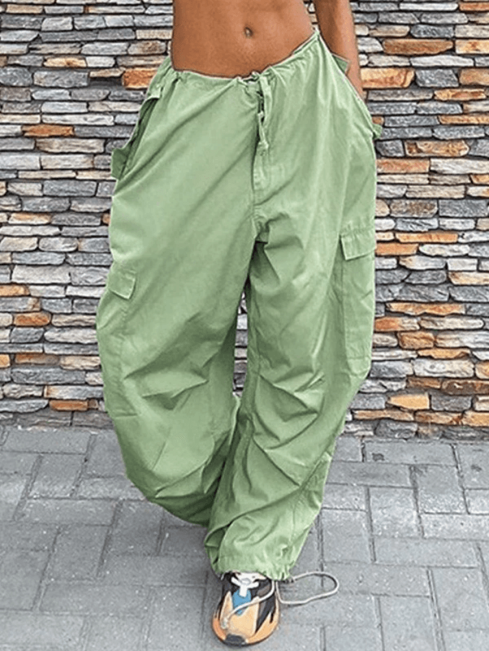 Lace Up Parachute Cargo Pants