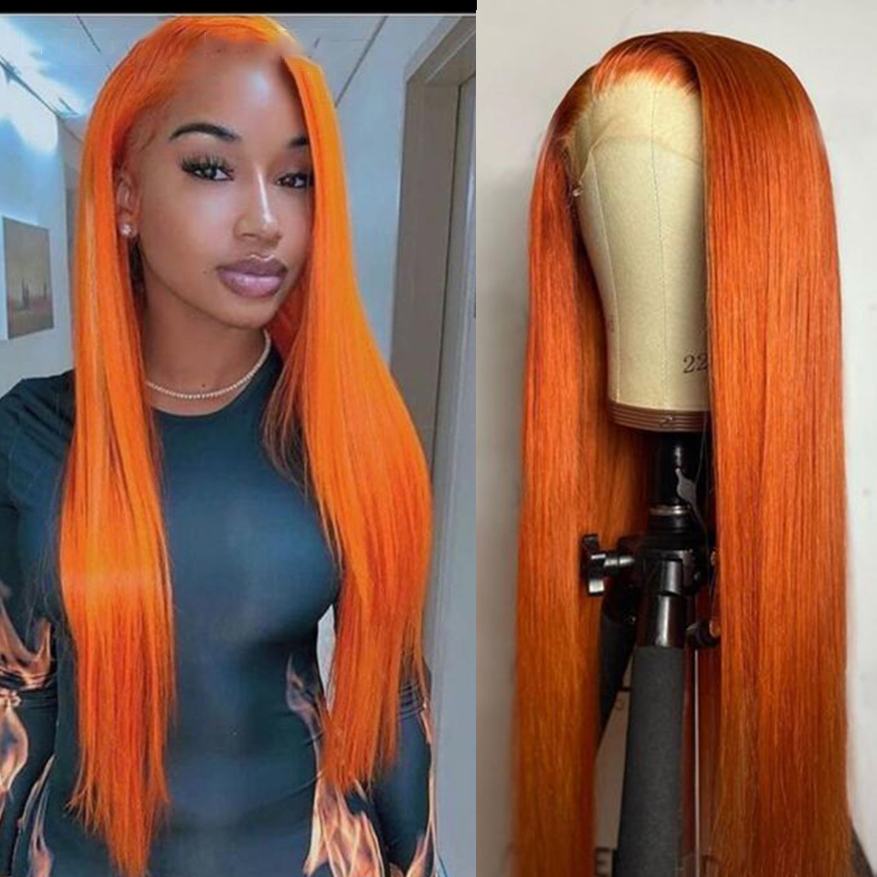 Glueless Wig With Elastic Belt|🔥Orange Straight Lace Front Wig Pre ...