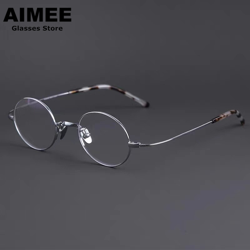 Japanese Handmade Pure Titanium Glasses Frame Men Retro Round Ultra ...
