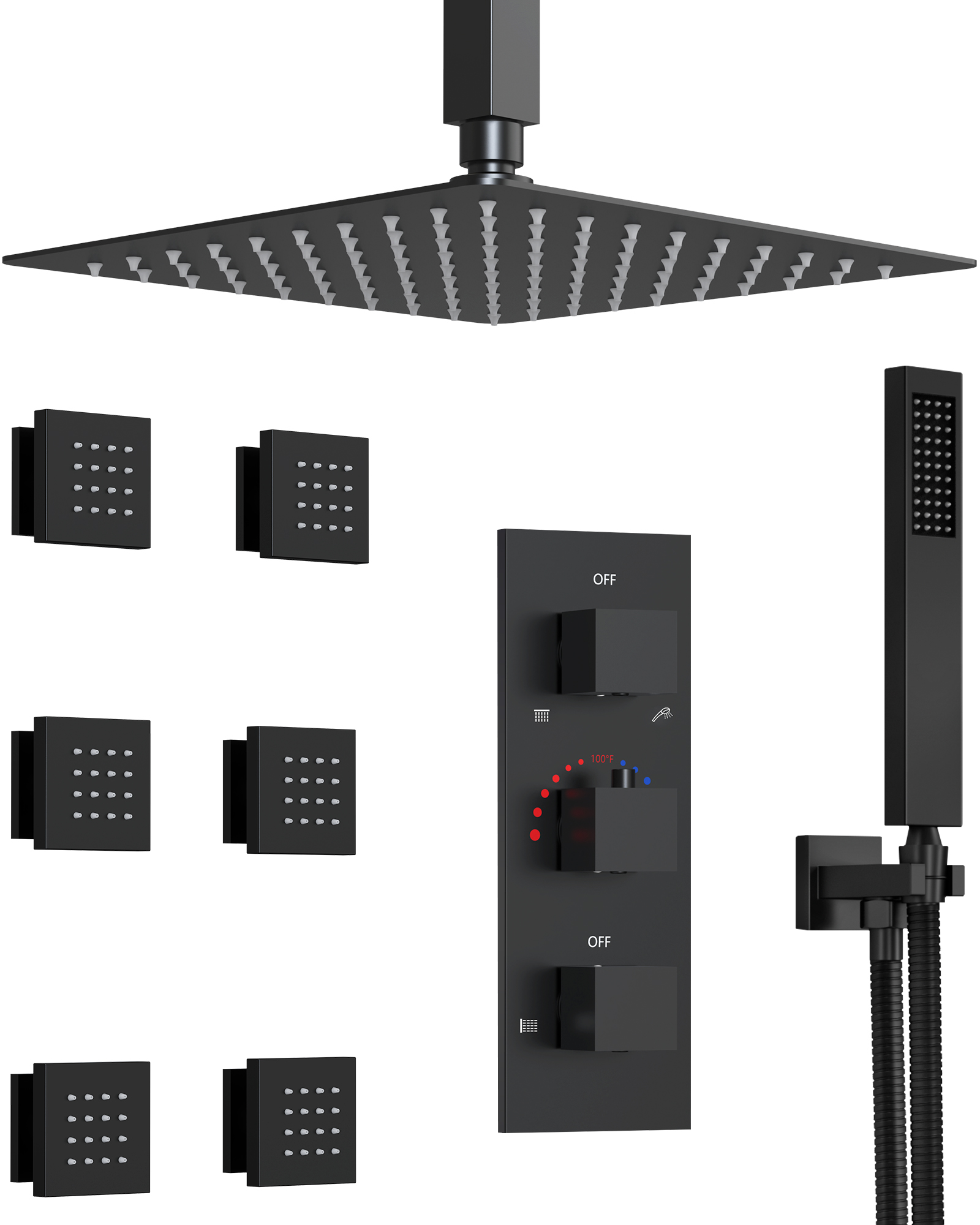 Gjsfs1004 Bk12 Grandjoy Shower System Set Shower Faucet Rainfall