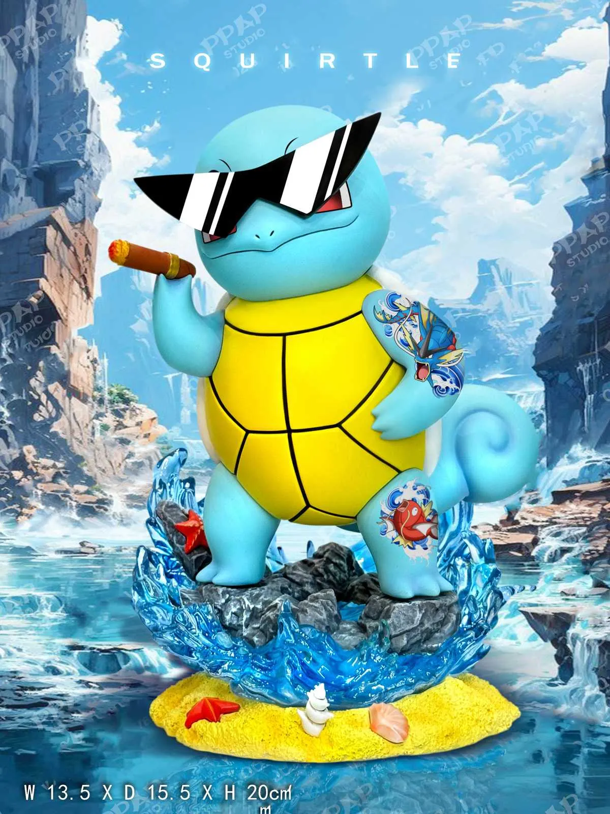 Sunglasses-wearing Squirtle - Pokemon Resin Statue - PPAP Studios