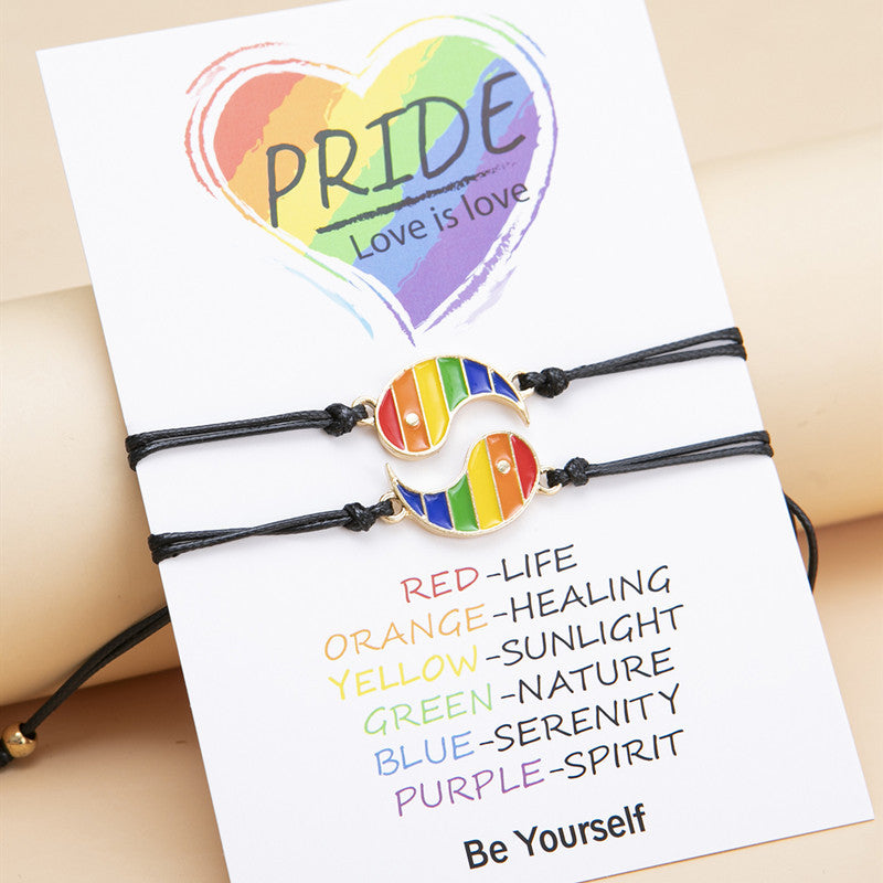 Harmony & Equality: LGBT Yin-Yang Rainbow Fish Bracelet