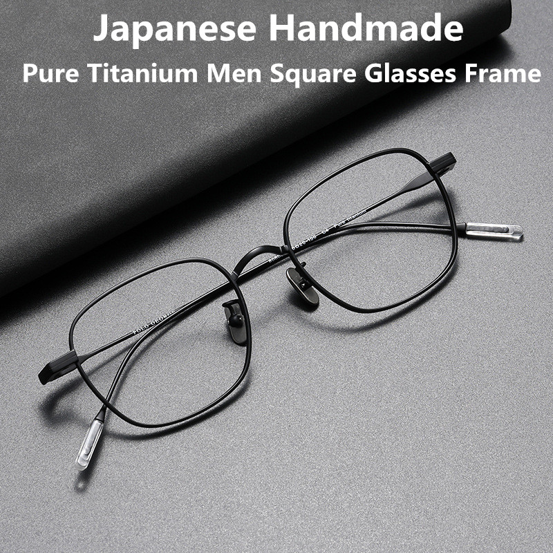 Japanese Handmade Pure Titanium Glasses Frame Men Ultralight Square ...