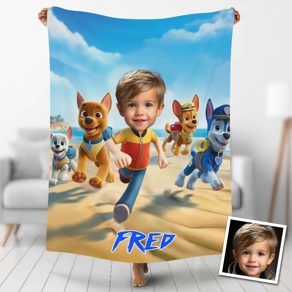 Custom Blankets Personalized Mighty Patrol Pups Chase Blanket