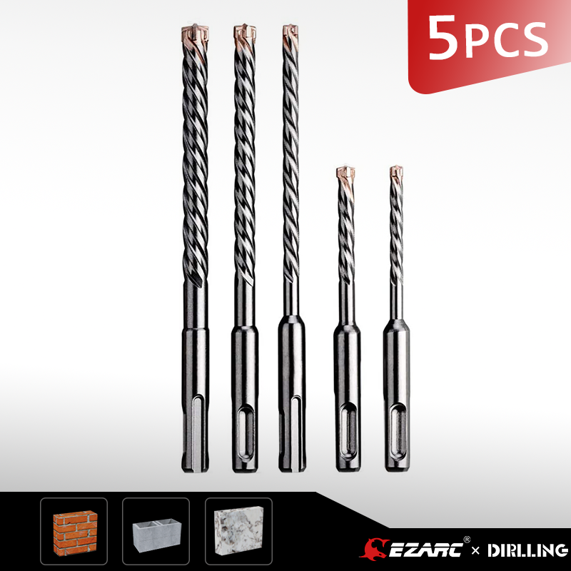 Ezarc Sds Plus Hammer Drill Bits Concrete 4 Cutter Carbide Tips 5 Pack
