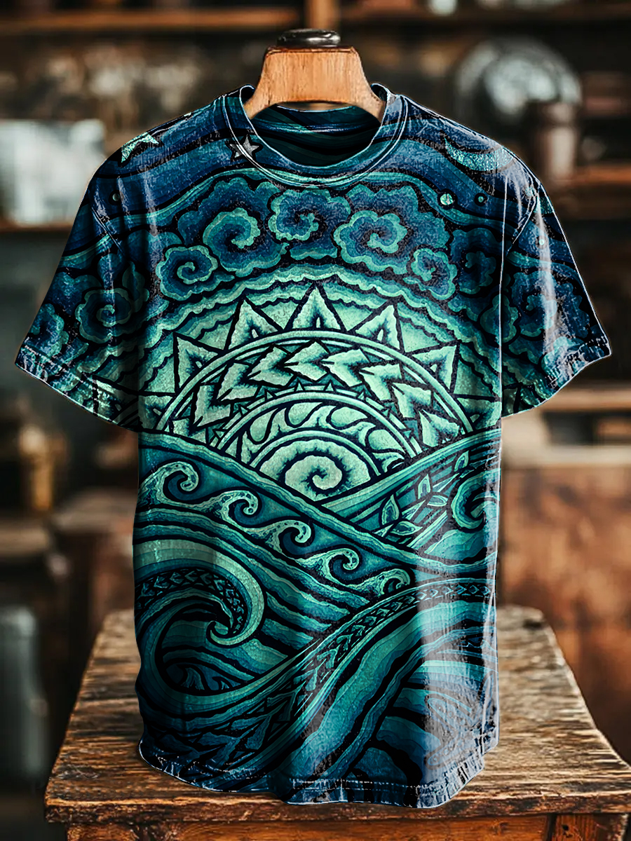 Vintage Green ethnic totem patterns Art Print Casual T-shirt