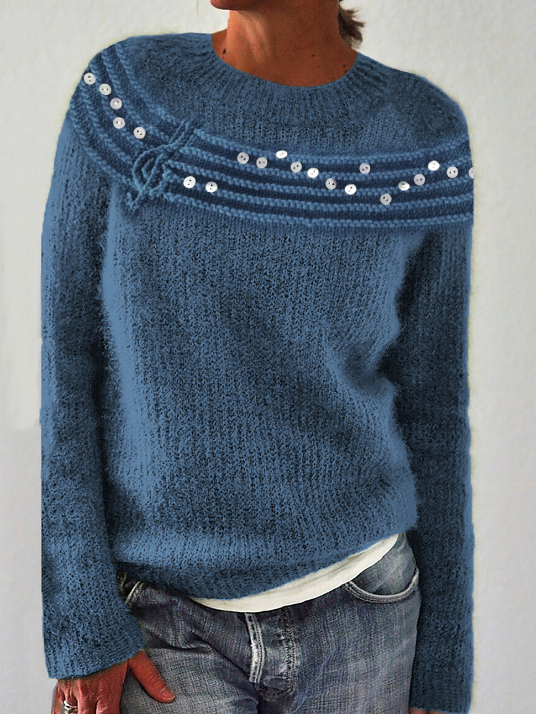 Treble Clef Music Notes Crochet Cozy Knit Sweater