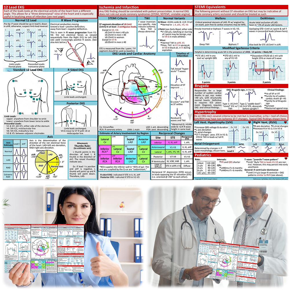 EKG Pocket Guide EKG Rhythm Interpretation Double Sided Compact Portable Refere