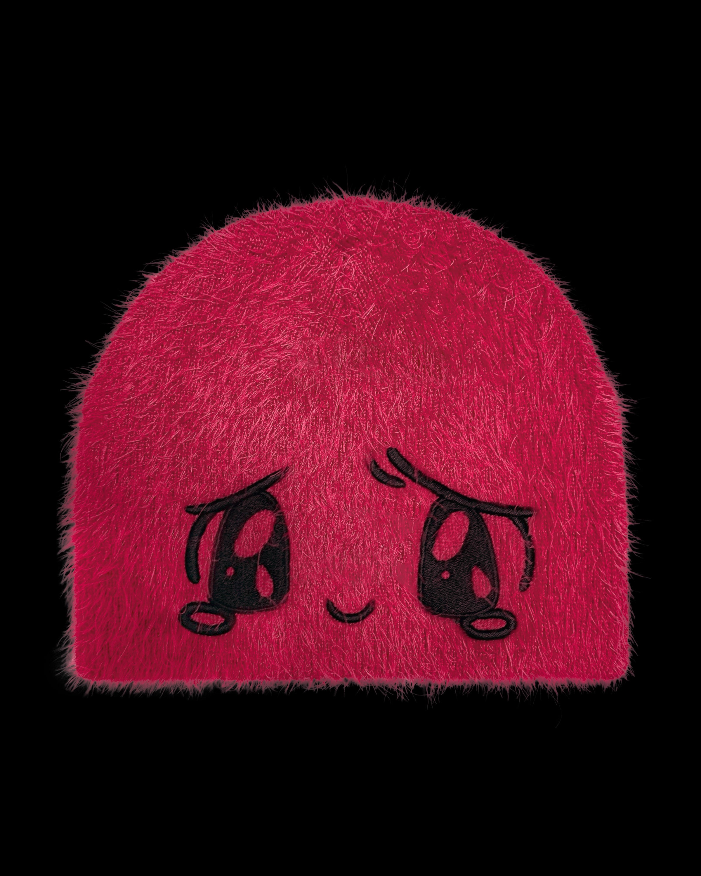 ANIMATED FLUFF BEANIE HOT PINK