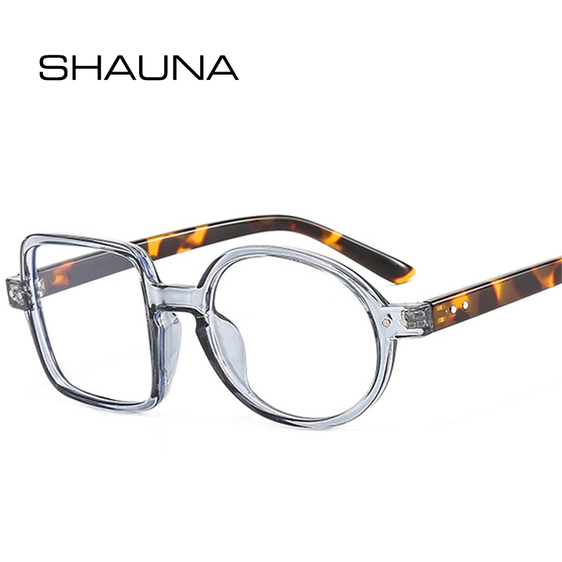 SHAUNA Retro Unique Square Round Glasses Frame Women Clear Lens Spring Hinge Double Color ...