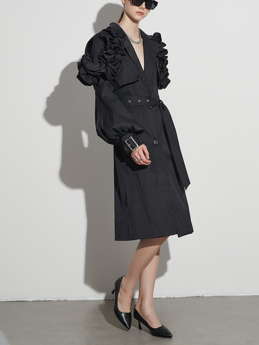 Athvotar Athvotar Sister Wind 2024 Autumn New Advanced Sense Fold Splicing Bubble Sleeve Closed ...