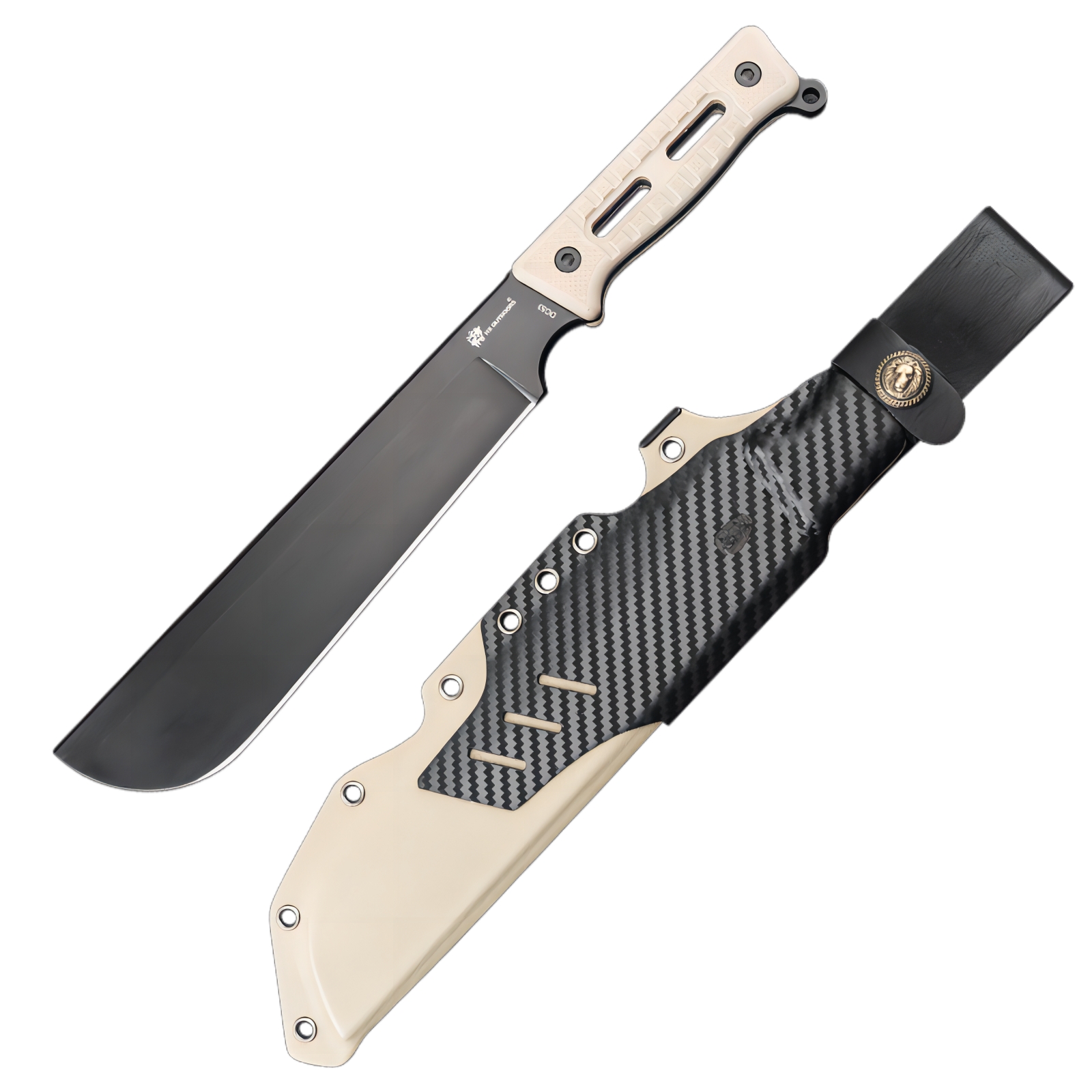 Heavy-Duty 8.3-Inch DC53 Steel Hacking Knife Fixed Blade Knife- G10 Non-Slip Handle