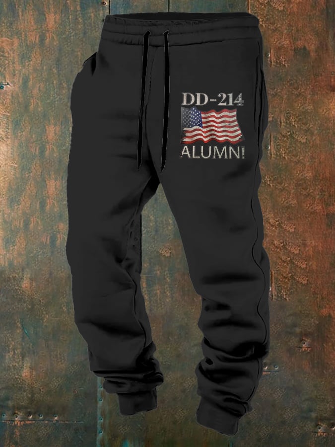 Men's Vintage Dd124 Flag Print Multicolor Sweatpants