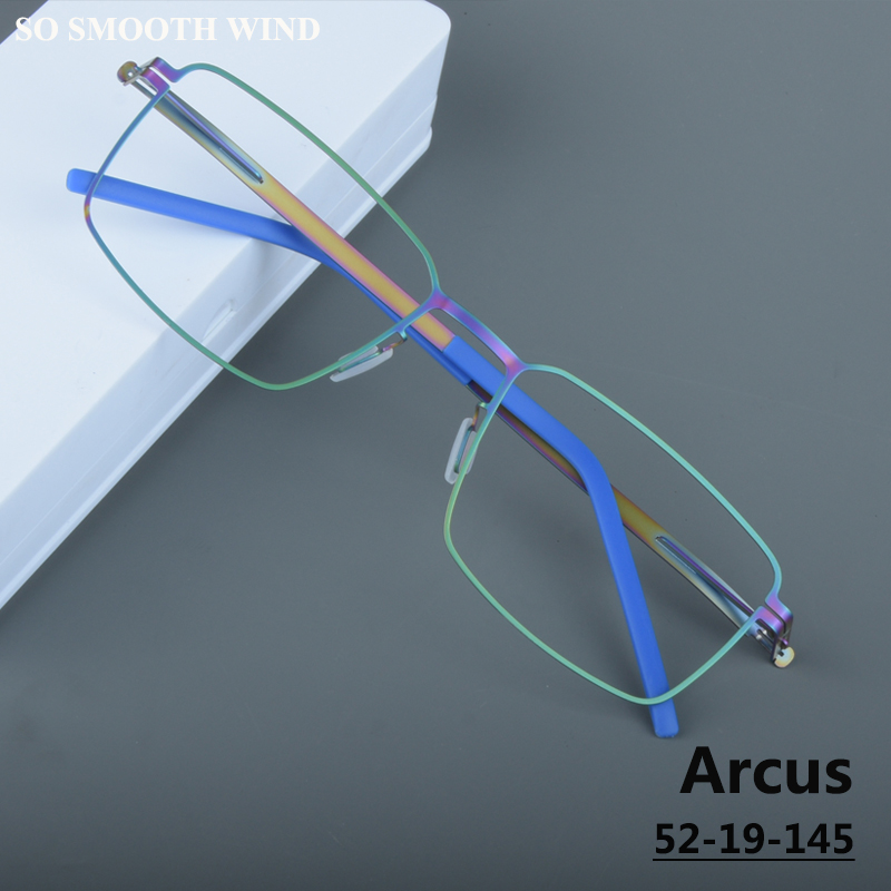 Mens Screwless Square Glasses Frame Germany Brand Designer Arcus Ultralight Eyeglasses Thin Rim ...