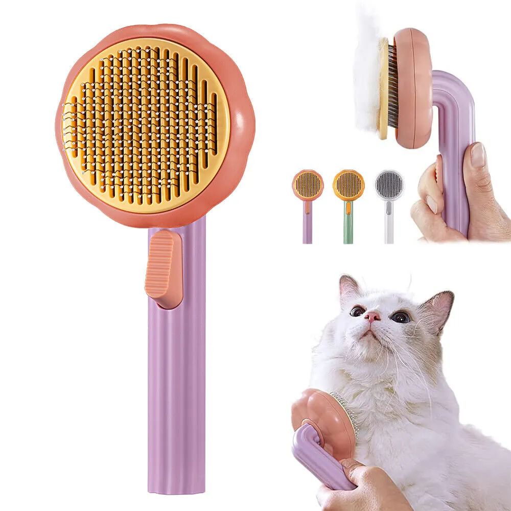 Brush buddy self-cleaning pet hairbrush.