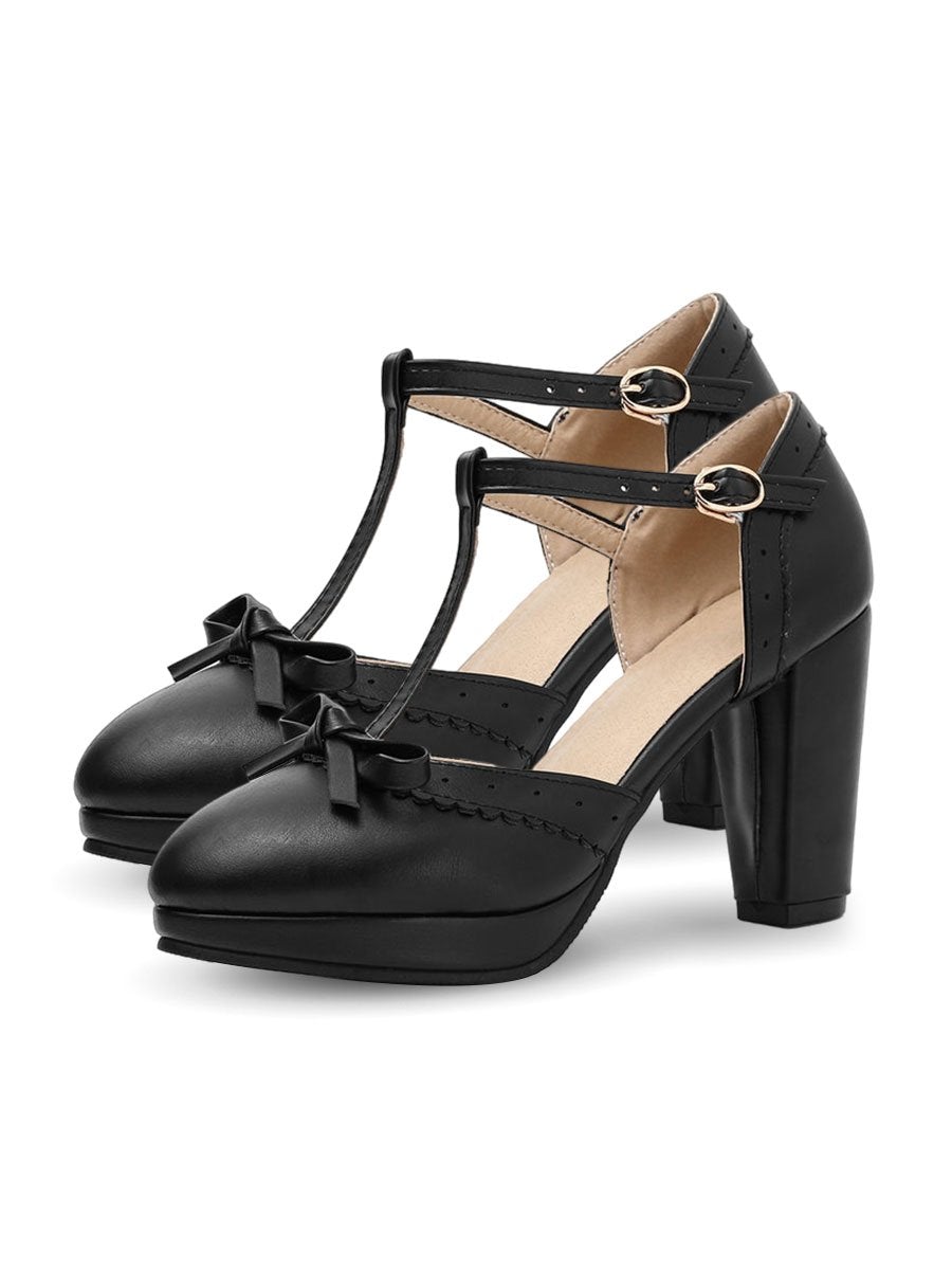 Vintage Shoes 1950s Style T Strap Platform Mary Janes High Heel Shoes