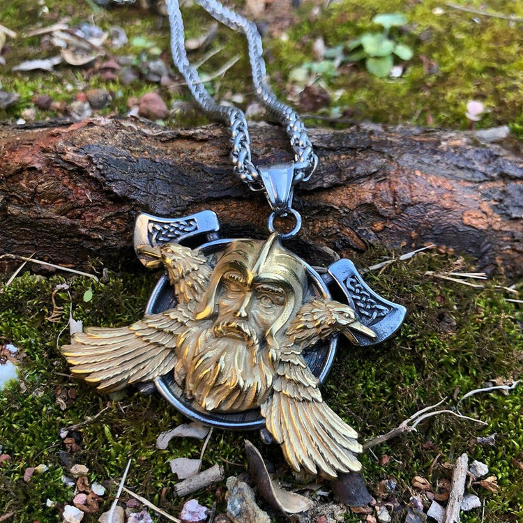 Coutureaura Dual Color Raven With Axe Legendary Necklace