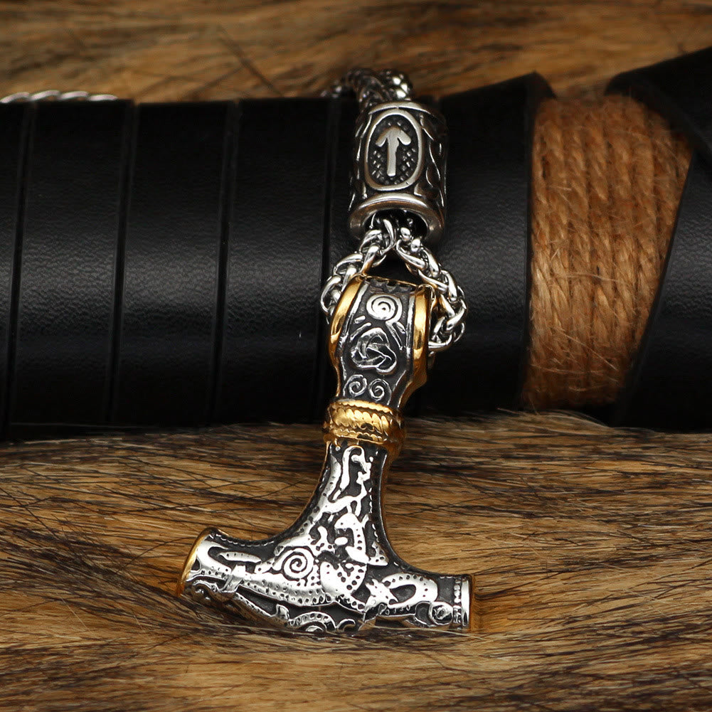 Coutureaura Viking Mjolnir Thor’s Hammer Necklace