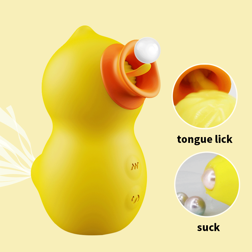 Cute Duck Vibrator With Tongue Licking And Sucking Function