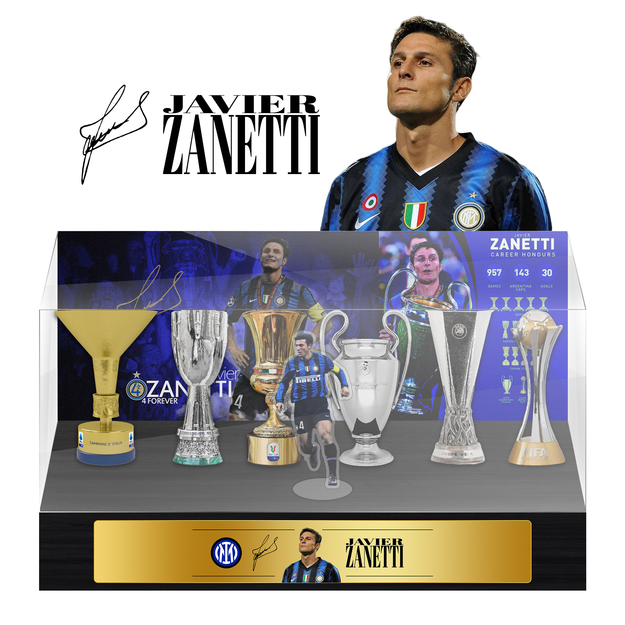 Paolo Maldini Ac Milan Football Championship Trophy Display Case