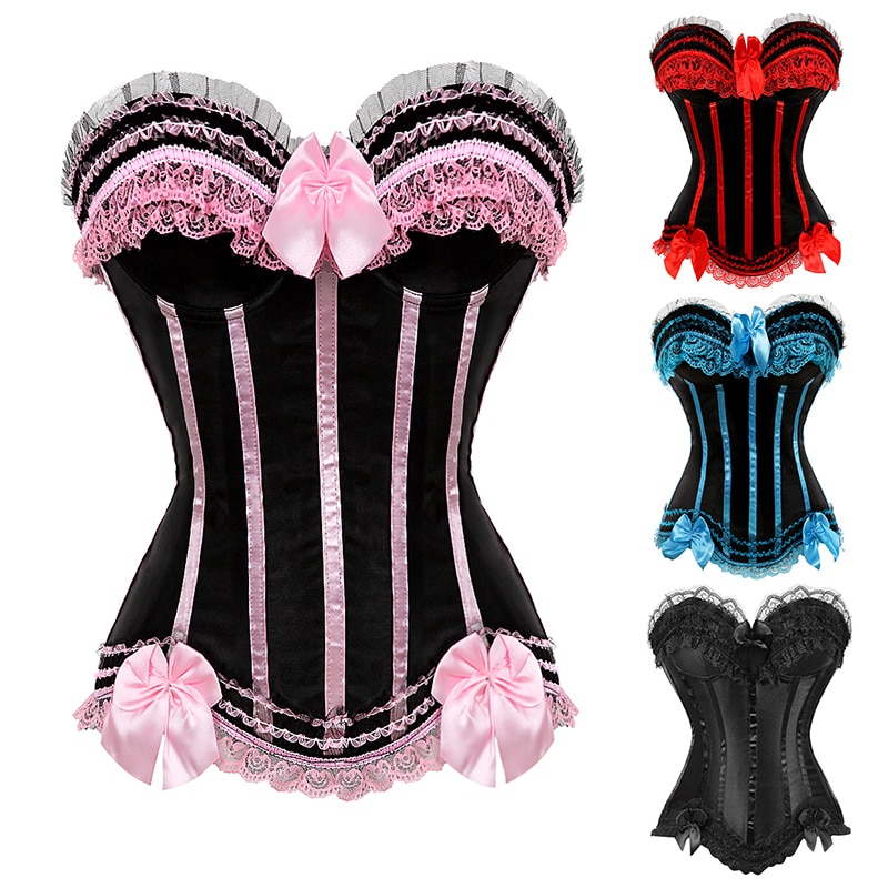 Uaang Top For Women Pink Princess Corset Bustier Side Zipper Vintage