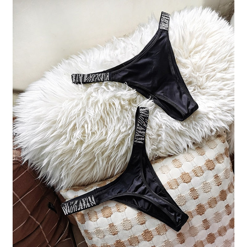 European Style Sexy Thong New Fashion Diamond T-Pants Low Waist Seamless Comfortable Briefs Sexy ...