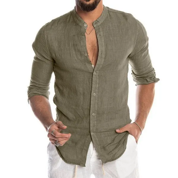 Men's Long Sleeve Casual Linen Shirt