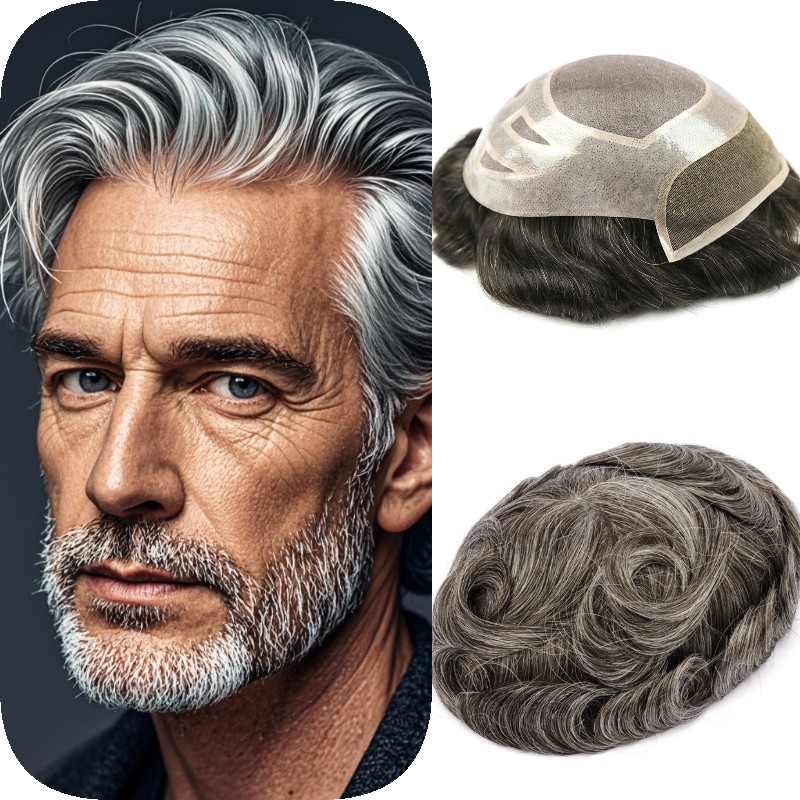 Mens Toupee VERSALITE Mono Top Thin Skin Around French Lace Front
