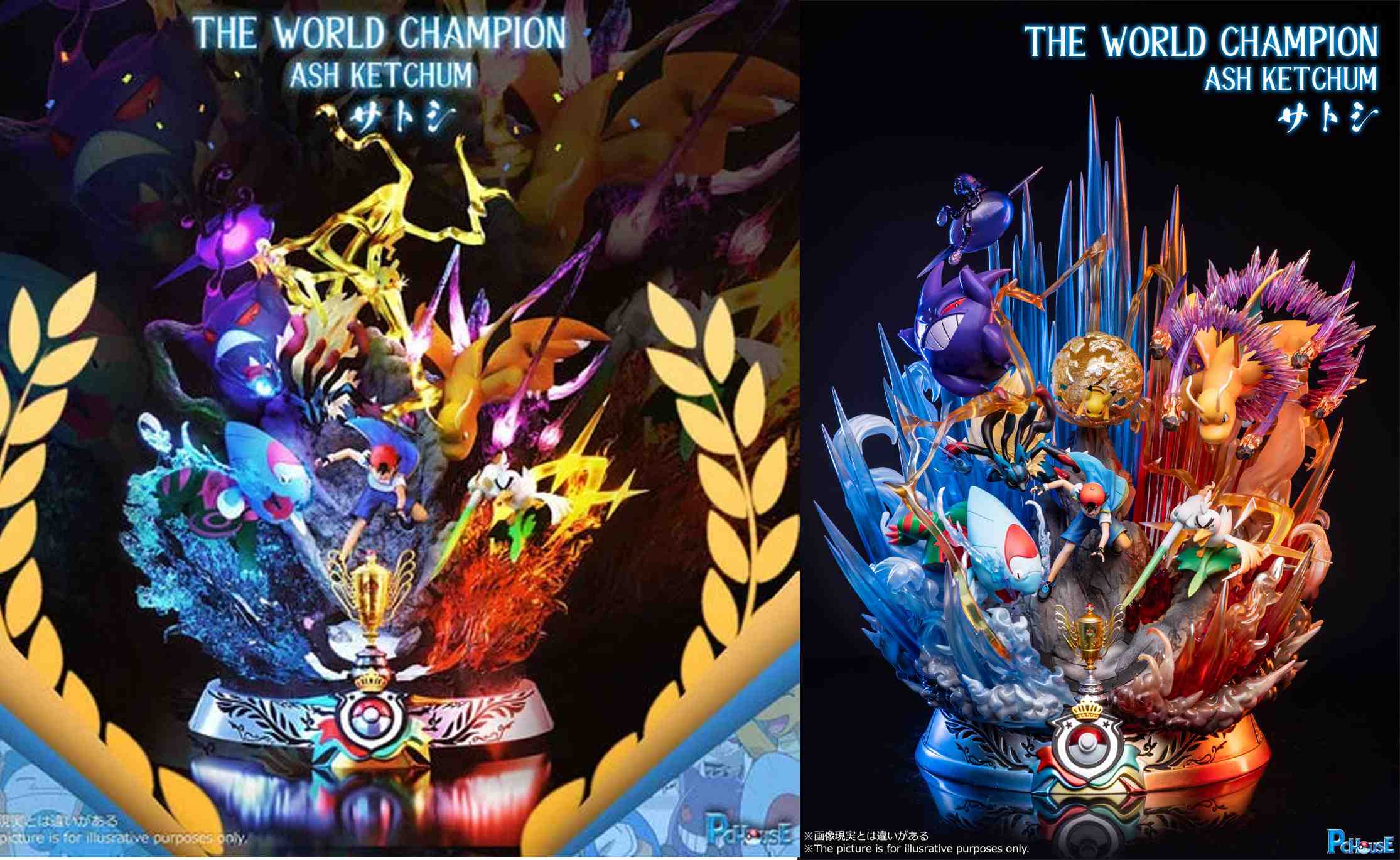 The World Champion Ash Ketchum with LED - Pokemon Resin Statue ...