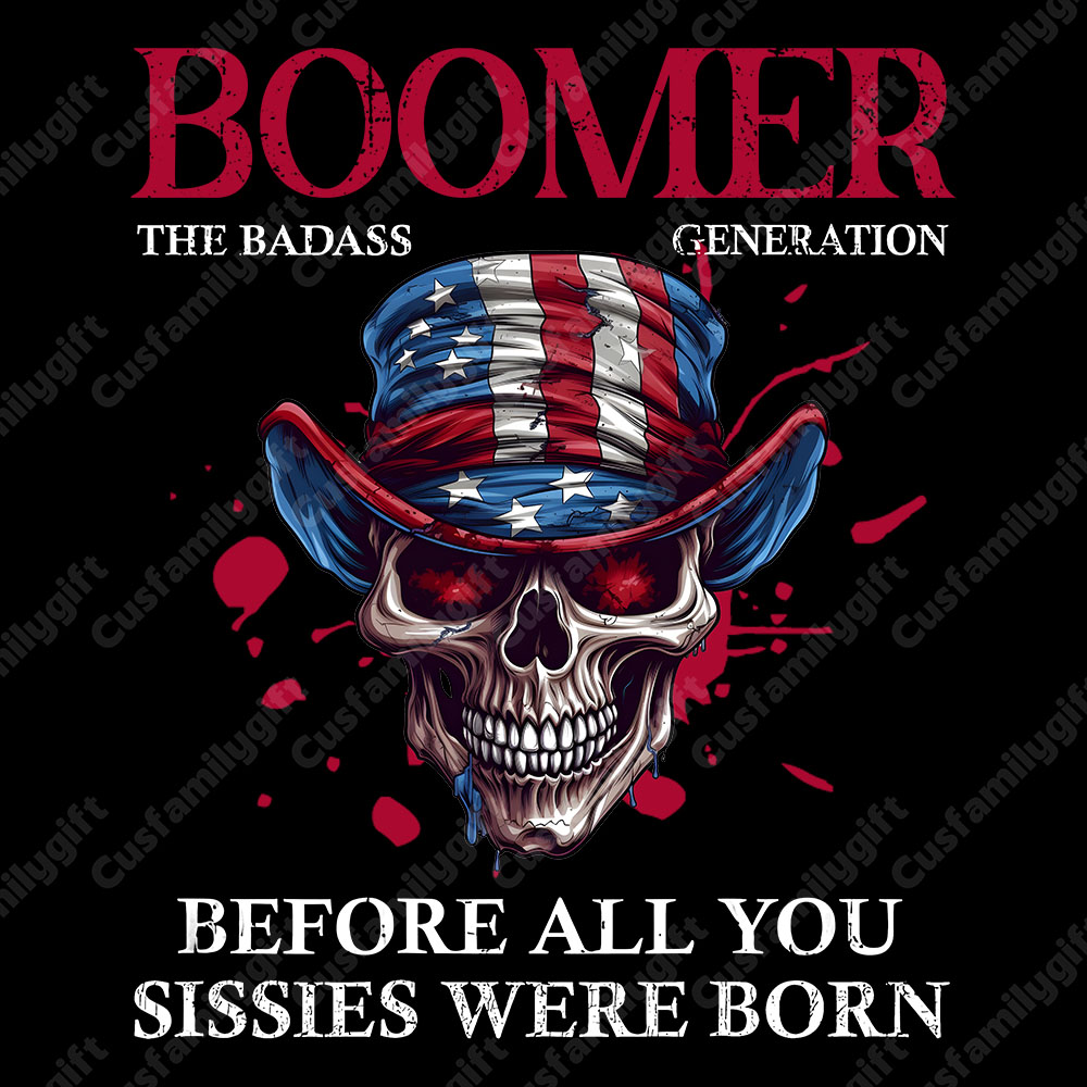 American Skull Cliparts T-shirt, BOOMER The Badass Generation T-shirt ...