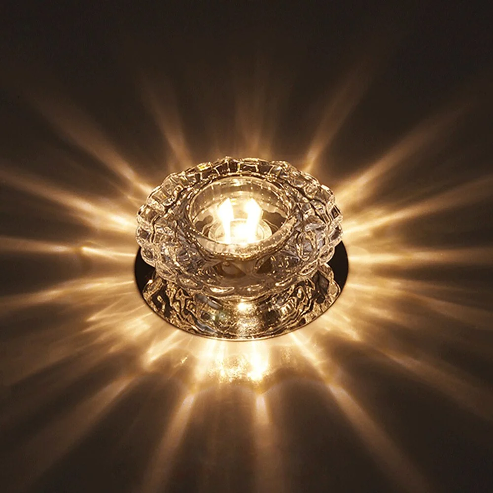 Modern LED Chip Crystal Aisle Lamp Solid Stainless Steel Base Surface ...