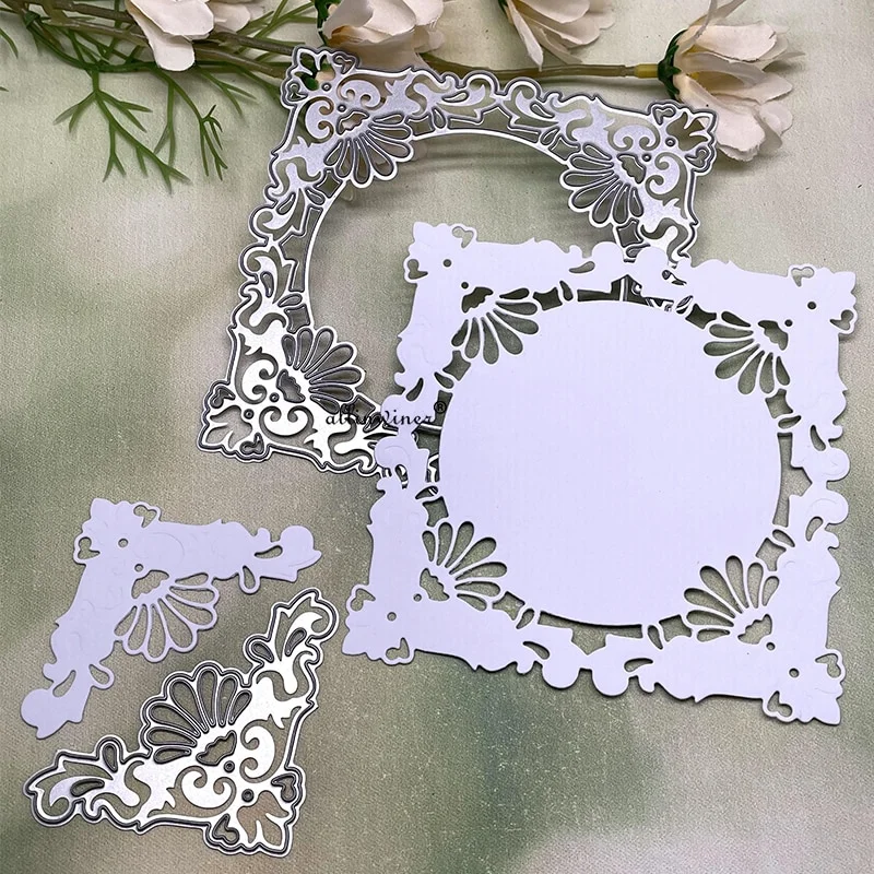 Athvotar Lace corner square frame DIY Craft Metal Cutting Die Scrapbook ...